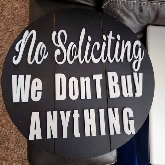 handmade engraved 3-D | Other | Hanging No Soliciting Sign Funny ...